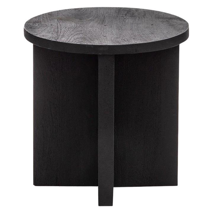 Lyall Round Timber Side Table in Black by Amalfi